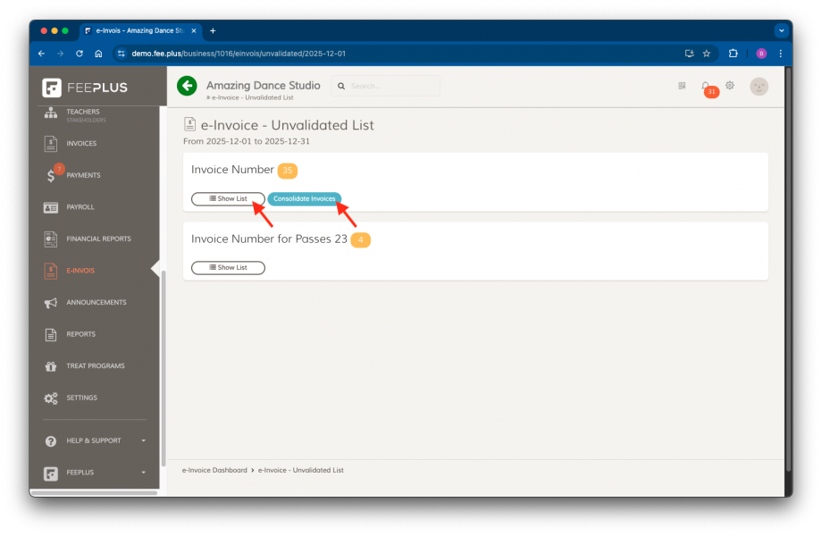 How to Consolidate Invoices - FeePlus Help Centre
