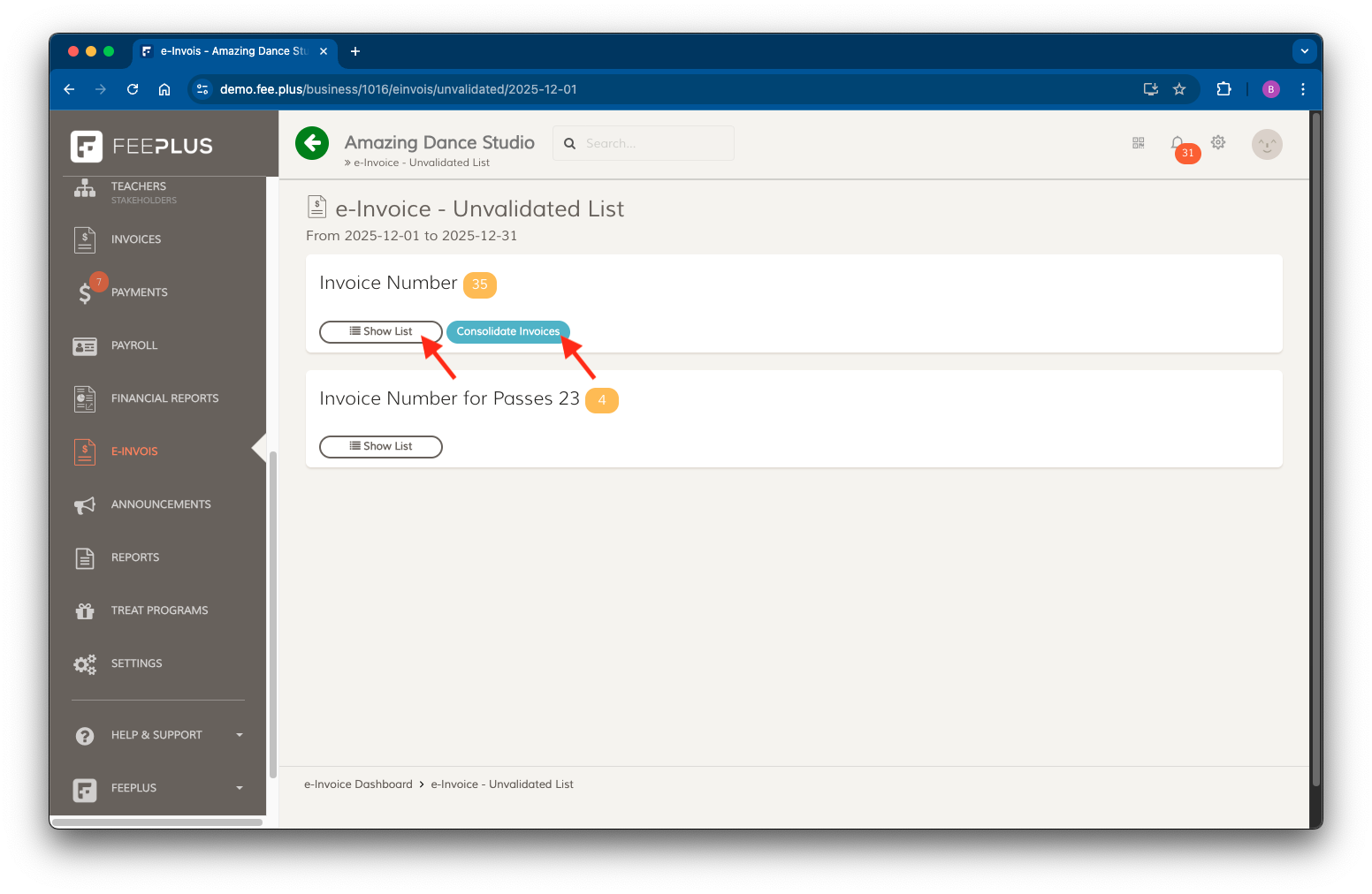 How to Consolidate Invoices - FeePlus Help Centre