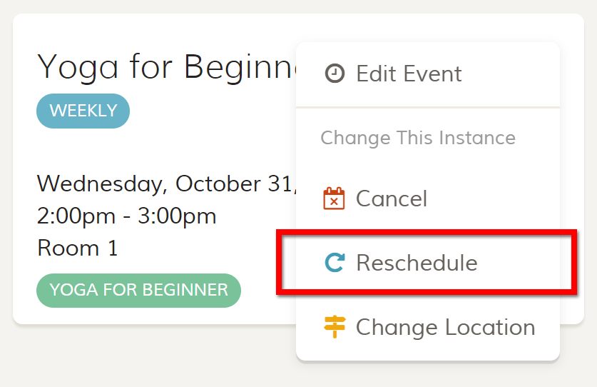 Rescheduling an Event Instance - FeePlus Help Centre